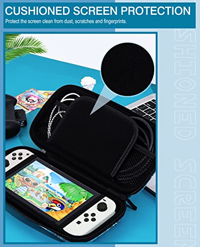 TiMOVO Carrying Case Compatible with Nintendo Switch OLED Model 2021 & Switch, Durable Hard Shell Game Storage Handbag Portable Travel Bag PU Pouch with Pocket for 10 Game Cards & Accessories, Gilding