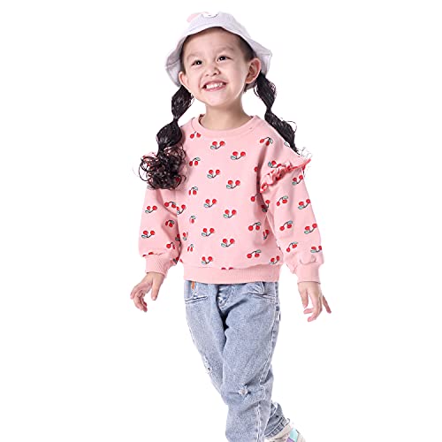 BINIDUCKLING Toddler Crew Neck Sweatshirt Girls 2T Cherry Pink