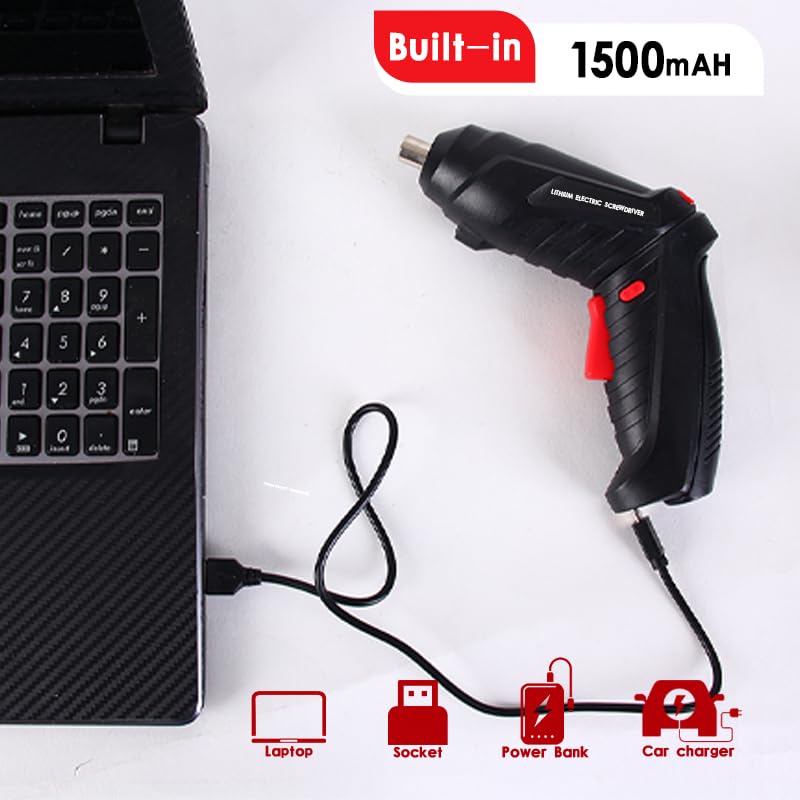 Electric Screwdriver, 47PCS 4.2V Cordless Drill Screwdriver Set, 3.5N·m Max Torque Rechargeable Electric Screwdriver Rotatable Drill Screwdriver for Home DIY Project