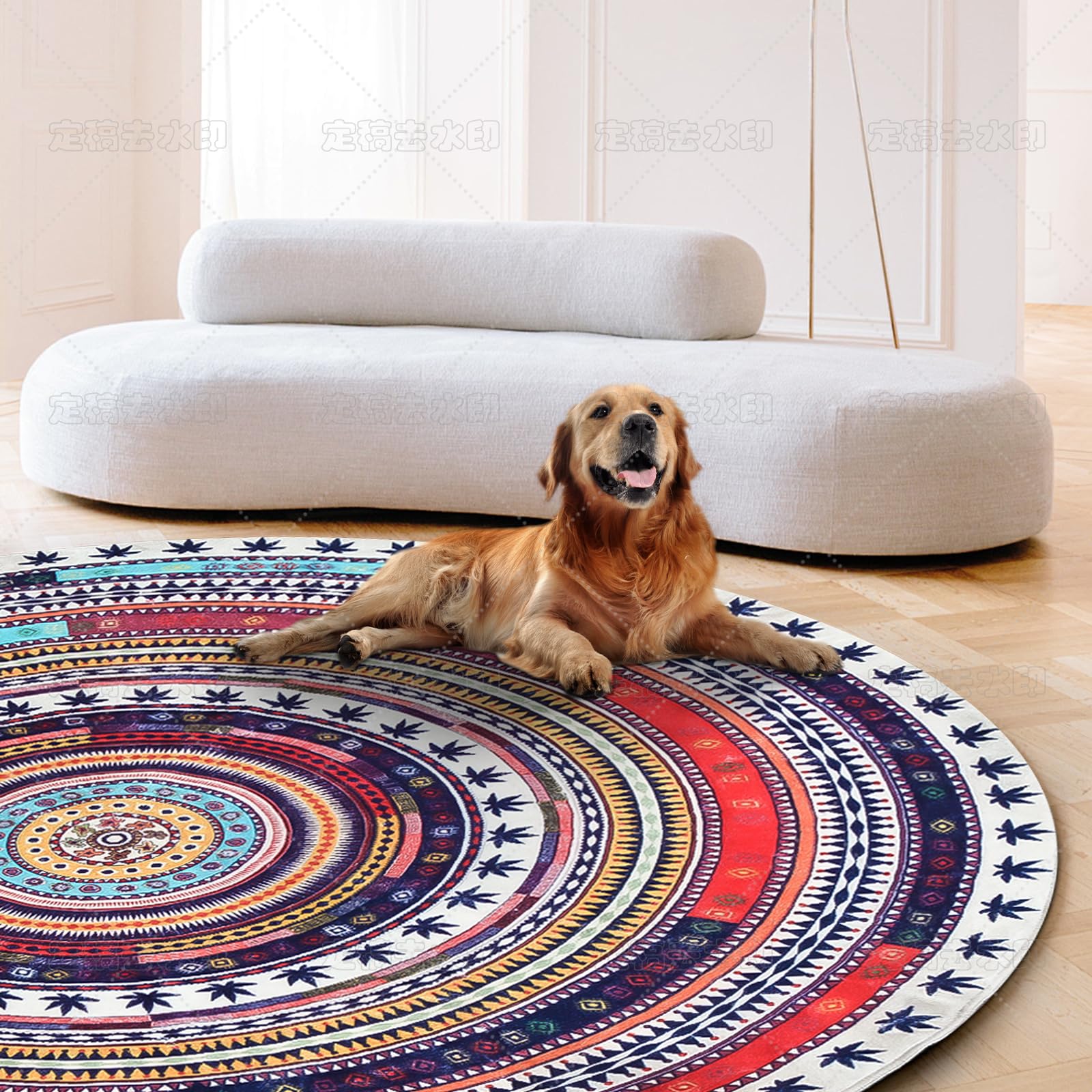 Round Washable Rug,4ft Washable Round Rug Round Entryway Rug Non-Slip Soft Washable Rug Round Circle Pile Rug for Dining Room Table(4'x4',Multicolor)