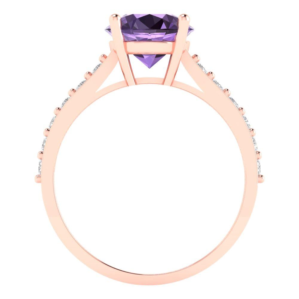 Clara Pucci 2.25 ct Round Cut Solitaire with accent VVS1 Alexandrite Designer Anniversary Bridal Engagement Ring 14k Rose Gold 8