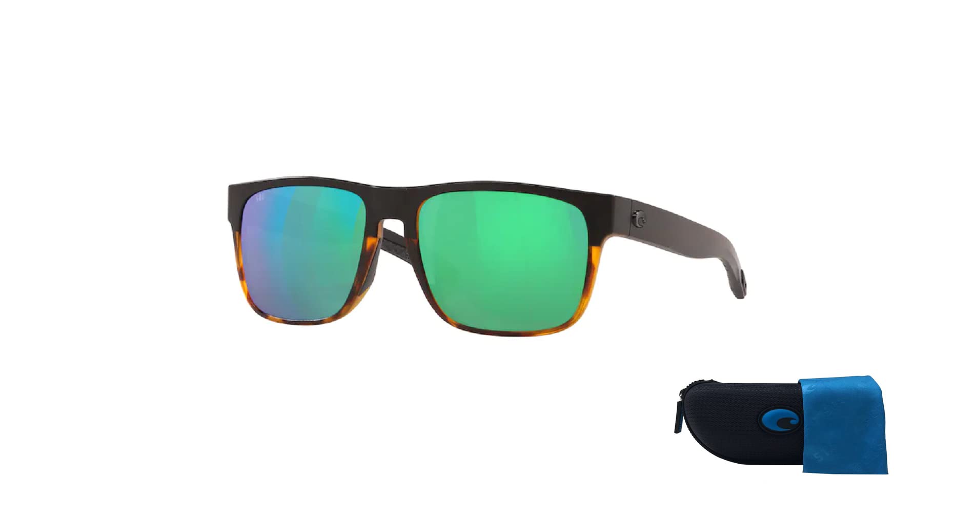 Costa Spearo 6S9008 900818 56MM 181 Matte Black+Shiny Tortoise/Green Mirror 580G Square Sunglasses for Men + Bundle With Designer iWear Kit
