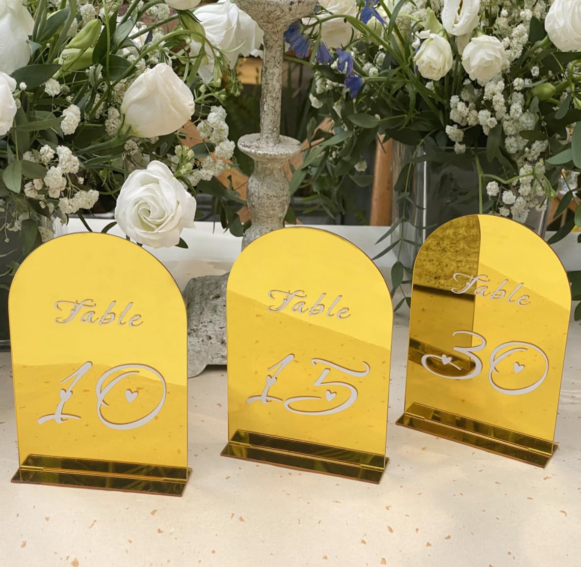 EINZUFUF Table Numbers, 1-15 Frosted Wedding Table Numbers with Black Letters, Acrylic Wedding Signs with Holders for Centerpiece, Party, Reception, Decoration