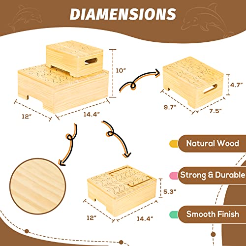 VITEVER Toddler Step Stool, Wooden Two Step Stool for Kids, Stackable and Non Slip Base Kids Step Stool for Bathroom, Potty Training, Kitchen, Bedroom