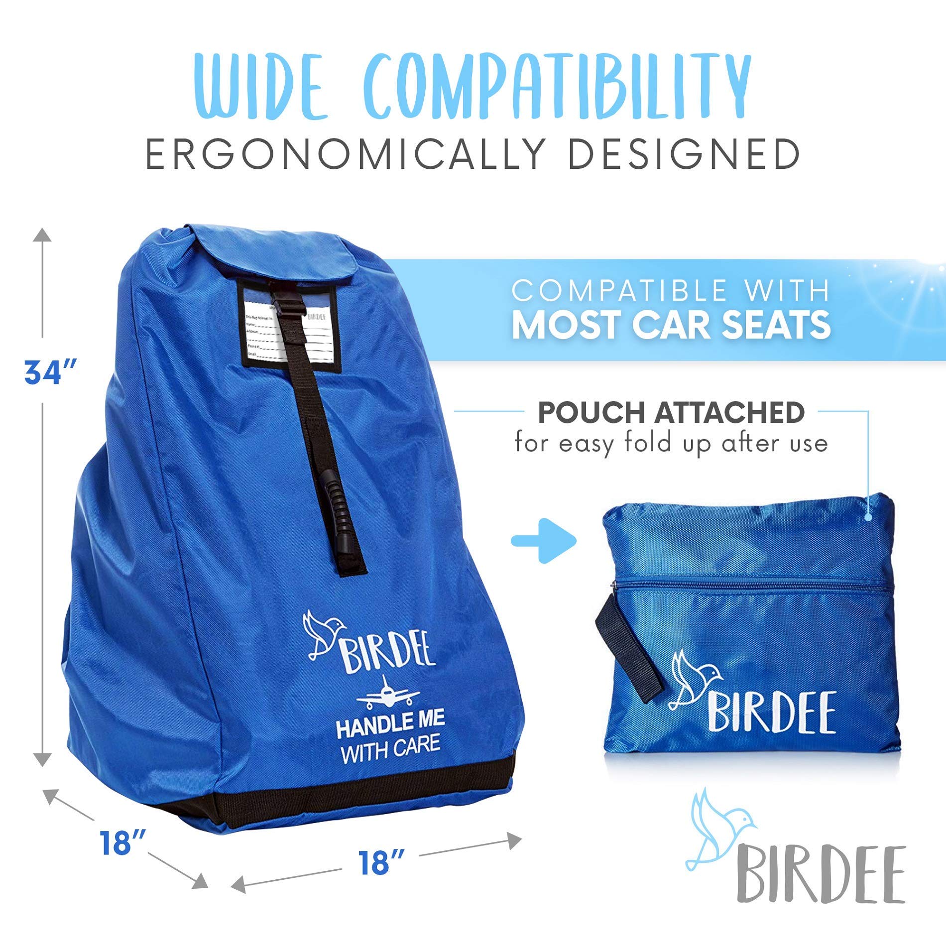 Birdee Car Seat Bag For Air Travel Gate Check and Carrier Extra Durable Car Seat Travel Bag