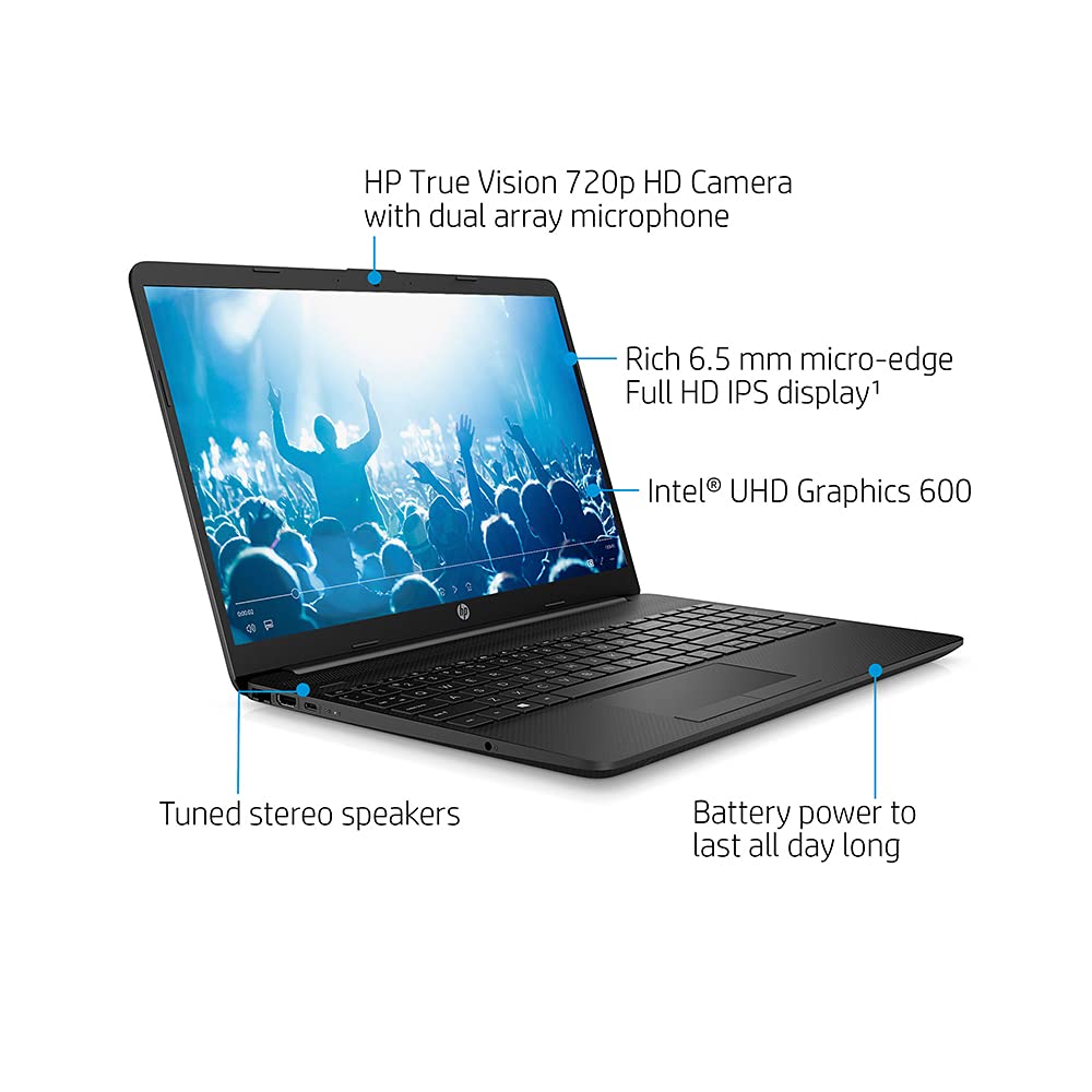 HP 2021 15.6" FHD IPS Laptop Computer, Intel Celeron N4020 Processor, 8GB DDR4 RAM, 256GB SSD, Intel UHD Graphics, 1 Year Office 365, Webcam, HDMI, Bluetooth, Win 10S, Black, 32GB SnowBell USB Card