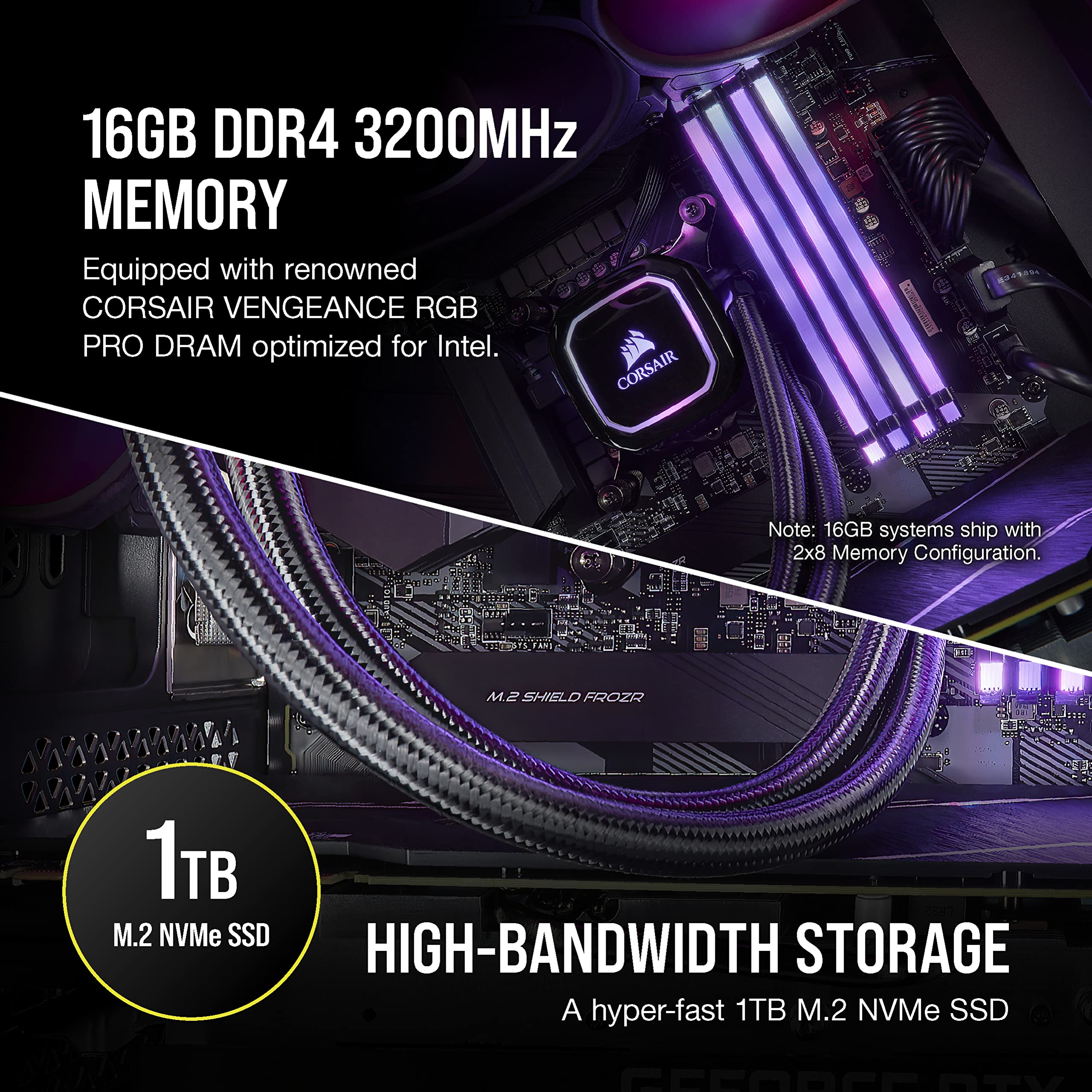 Corsair Vengeance i7300 Series Gaming PC (Liquid Cooled Intel® Core™ i7 12700K CPU, NVIDIA® GeForce RTX™ 3070 Graphics, 16GB Vengeance RGB PRO DDR4 Memory, 1TB M.2 NVMe SSD) Black