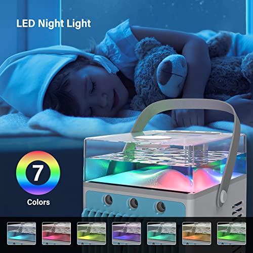 Portable Air Conditioners, 4 in 1 Rechargeable Evaporative Personal Cooler Humidifier with 6 Ice Boxes, 3 Speeds Quiet Mini AC with LED, Air Conditioner Desktop Cooling Fan for Office Tent Bedroom