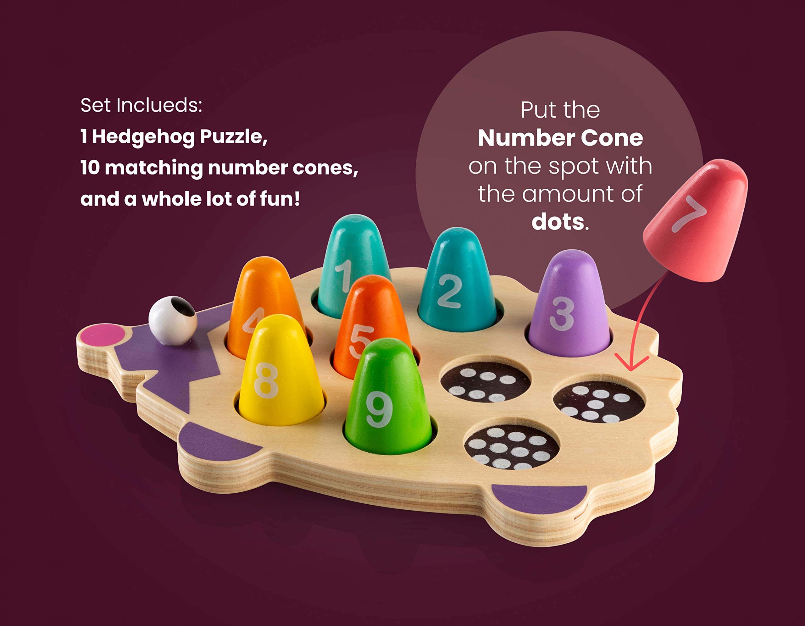 Play Brainy™ Fun, Kid-Friendly and Math Educational- Easy Number Game-Toddler Puzzle- 3D Baby Animal Hedgehog Puzzle- STEM Montessori Learning Toy- Ideal for Baby, Toddler, and Kids.
