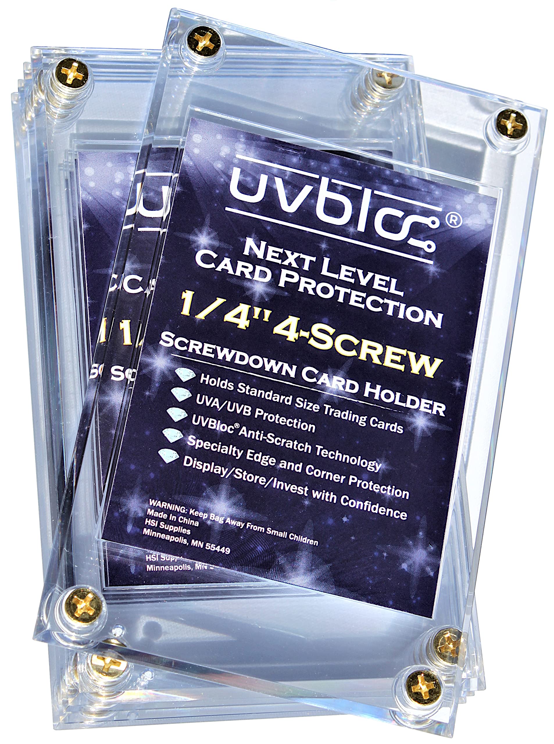 UVBLOC Baseball Card Holder Cases (5 Pack) Protectors Hard Plastic Screw Down 35pt Sleeves for Trading Football Basketball Pokemon Sports Cards