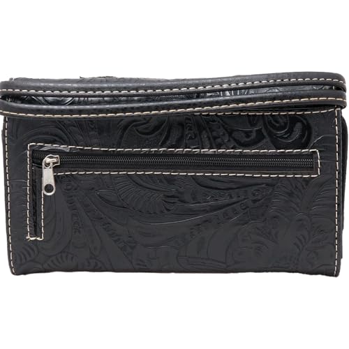 HW Collection Western Purse Rhinestone Cross Angelic Wings Women Handbag Wallet Set (Black)