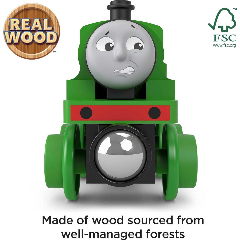 Thomas & Friends Wooden Railway Toy Train Track Tidmouth Sheds Starter Set with Percy Wood Engine for Preschool Kids Ages 3+ Years (Amazon Exclusive)