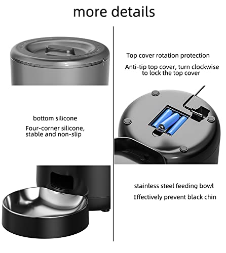 Mcacetine Automatic Cat Feeders, Auto 4L Timed Cat Dog Feeder Pet Dry Food Dispenser Smart cat Dog Feeder with Stainless Steel Bowl for Small Medium Pets
