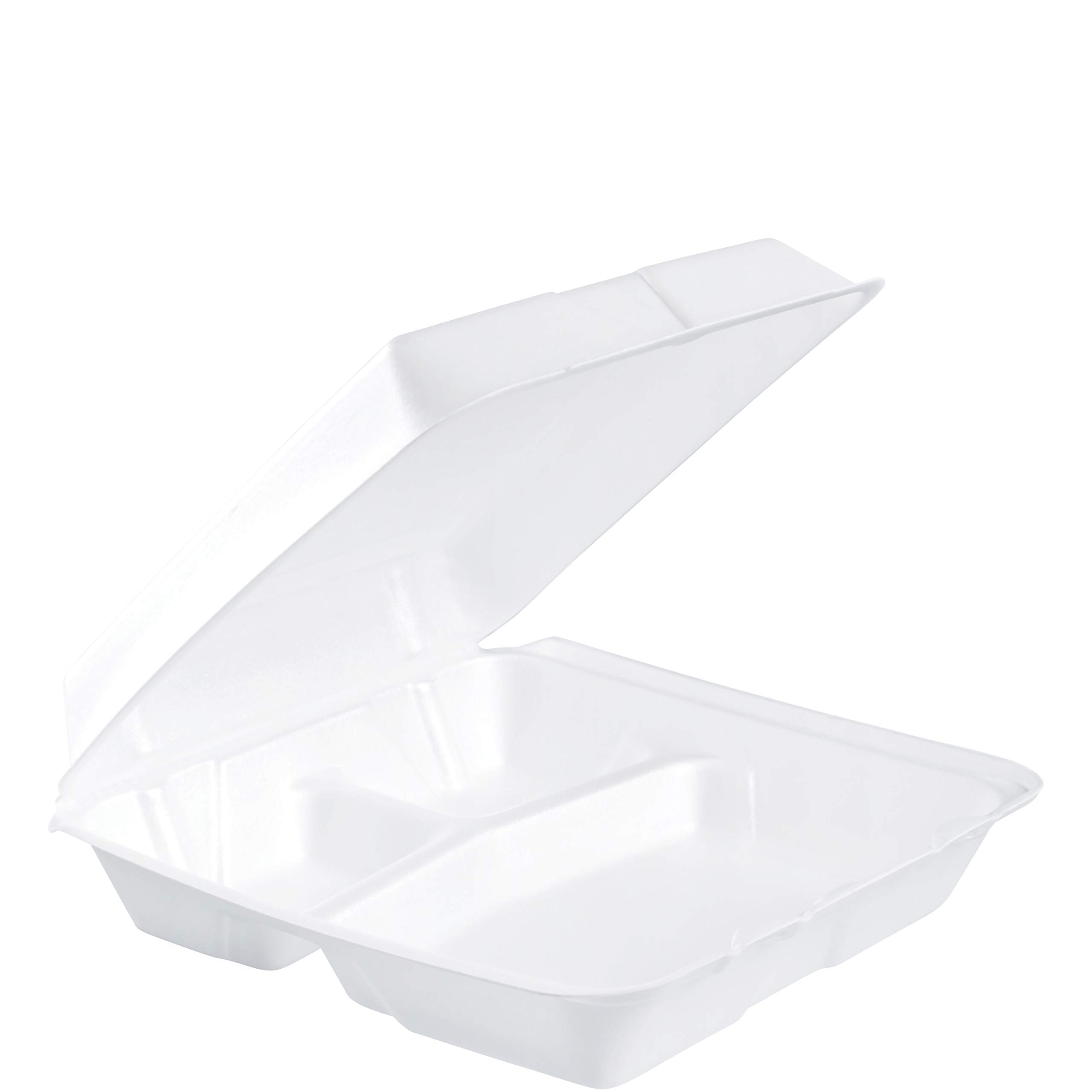 Dart 95HT3R Lg 3 Comp Foam Hinged Container, 9.5 in (Case of 200)