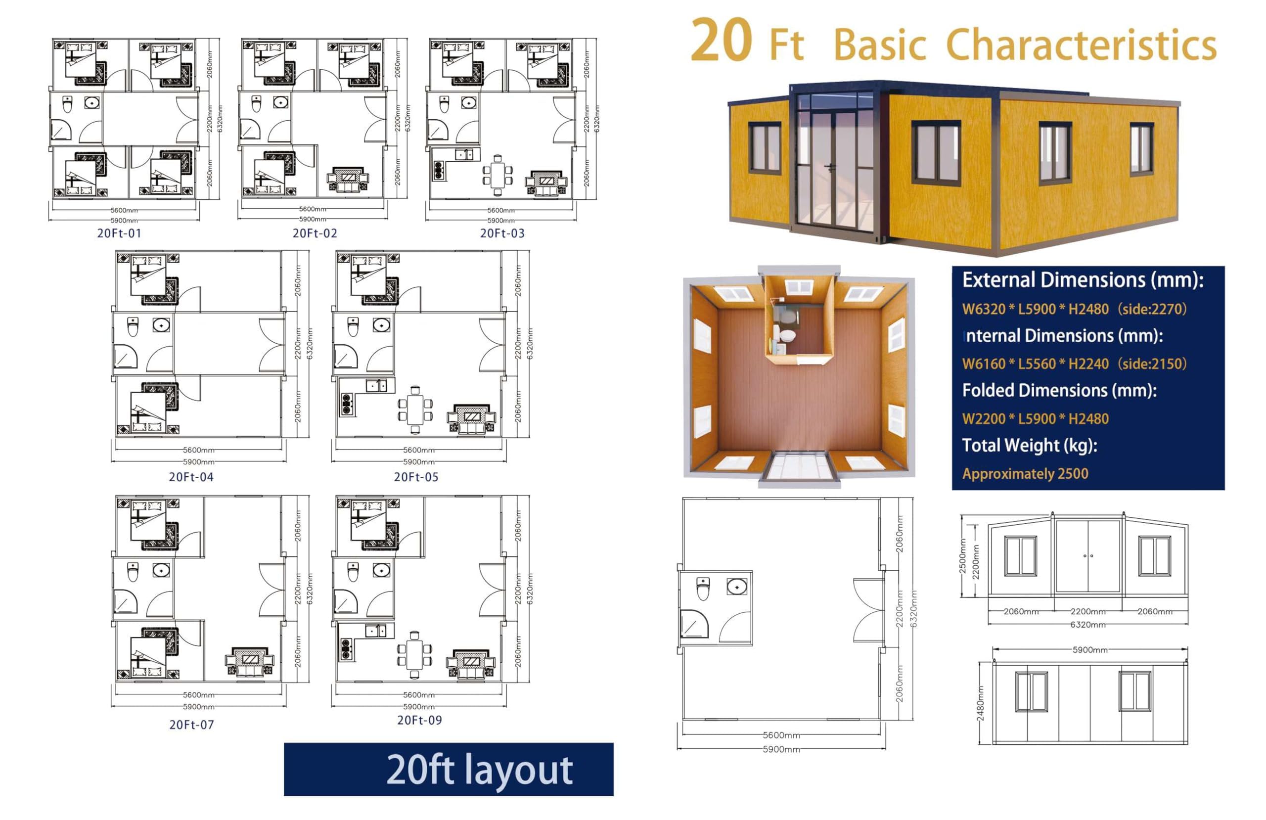 HUGHEARTS Portable Prefabricated Tiny Home 20x20ft, Mobile Expandable Plastic Prefab House for Hotel, Booth, Office, Guard House, Shop, Villa, Warehouse, Workshop (with Restroom)