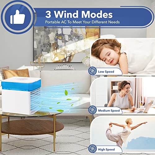 Portable Air Conditioners,USB Rechargeable Portable AC Unit, Small Air Conditioner AC Unit with 3 Fresh Wind Speeds for Personal, Mini Air Conditioner for Room Camping Car Office Ourtdoors