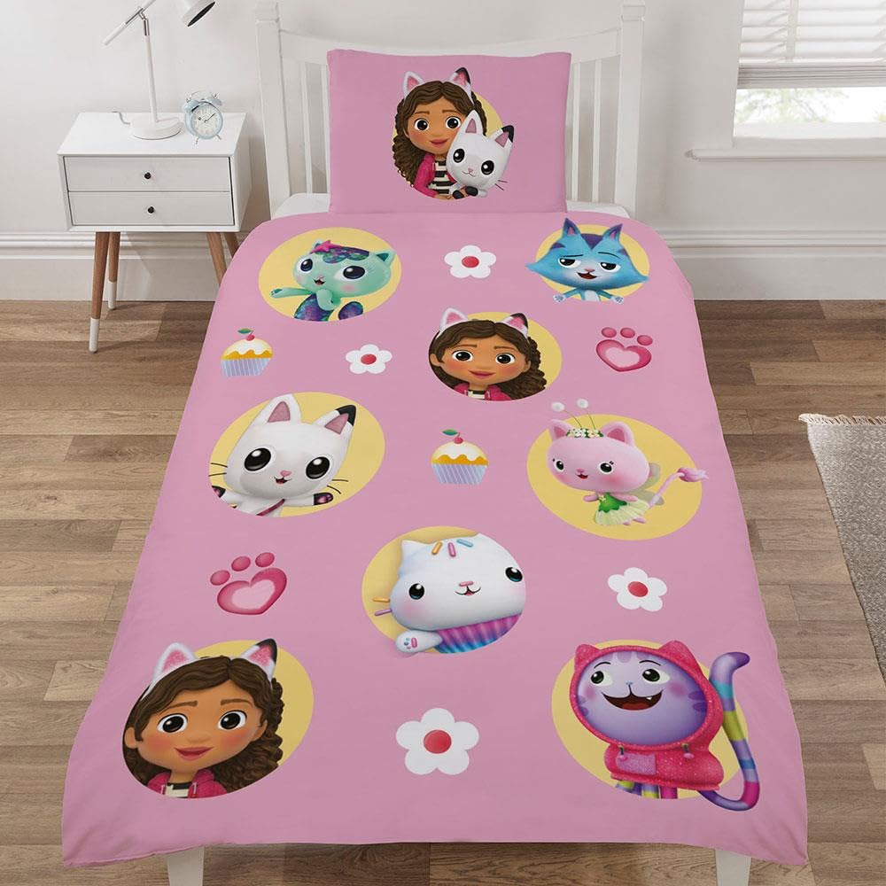 Gabby’s Dollhouse & Friends Reversible Single Duvet Cover and Pillowcase Set