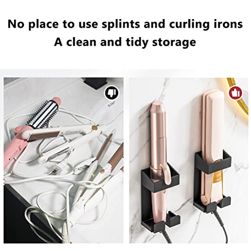 OHEPFD Metal Curling Iron Holder Stainless Steel Metal Hair Tool Holder Ironing Board Hanger Wall Mount Shelves Holder Bathroom Shelf Rack