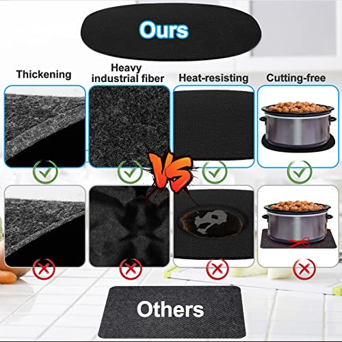 Vodolo Oval Slow Cooker Heat Resistant Mat for 6-8 Quart, Appliance Slider Function Countertop Protector Compatible with Crock-Pot/Elite Gourmet/Hamilton Beach etc 6-8 Quart Oval Slow Cooker