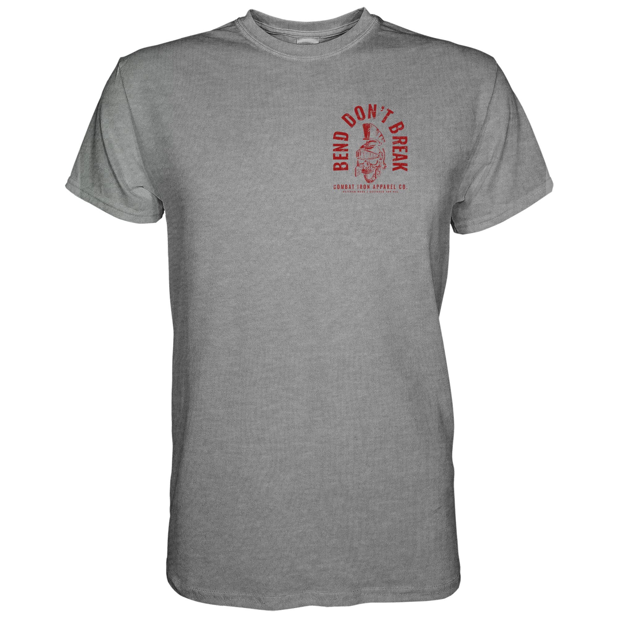 Combat Iron Bend Don't Break Barbell Skull Men's Graphic Short Sleeve T-Shirt - Athletic Fit Tees Men (Gray, X-Large)