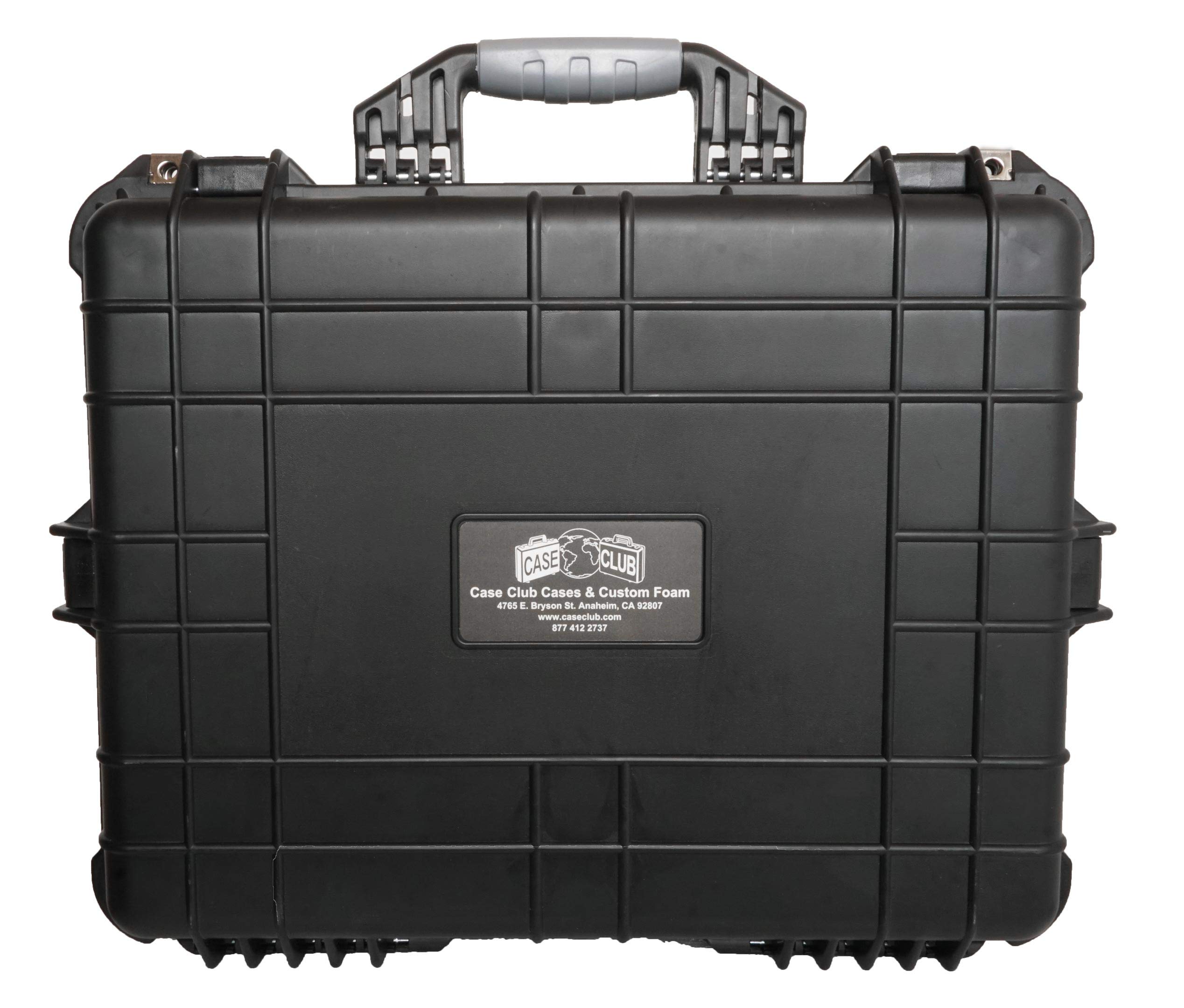 Case Club 5 Pistol & (up to) 30 Magazine Case with Accessory Pocket and Emergency Light - Pre-Cut, Heavy Duty, Waterproof, with Silica Gel for Gun Rust Prevention (Upgraded Gen-2)
