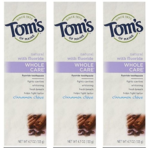 Tom's of Maine Natural Whole Care Toothpaste with Fluoride, Cinnamon Clove, 3 Count