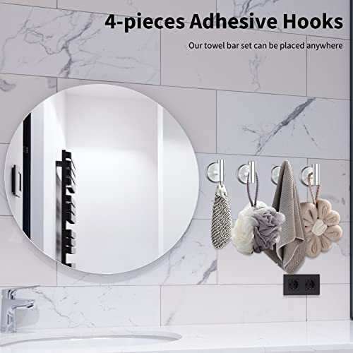 Newfun 10Pcs Brushed Nickel Bathroom Hardware Set - Includes 24&18inch Towel Bar, Robe Hook, Toilet Paper Holder, 2 Pack 5 Piece Bathroom Accessories Set Stainless Steel Wall Mounted