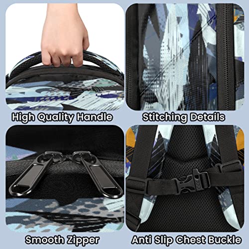 Grung Cool Shark Larger Student School Backpack, Durable Waterproof Travel Bag Daypack Laptop Bags College Bookbags with Reflective Strip