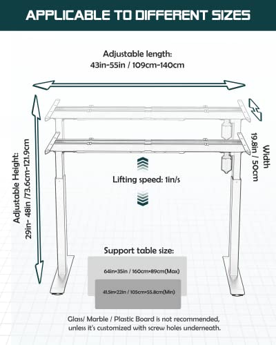 Subhtoh Adjustable Standing Desk Frame, Electric Standing Computer Desk Frame for Home Office Table Leg, Adjustable Height Stand Up Desk Base with Memory Controller,Sit Stand Desk Leg