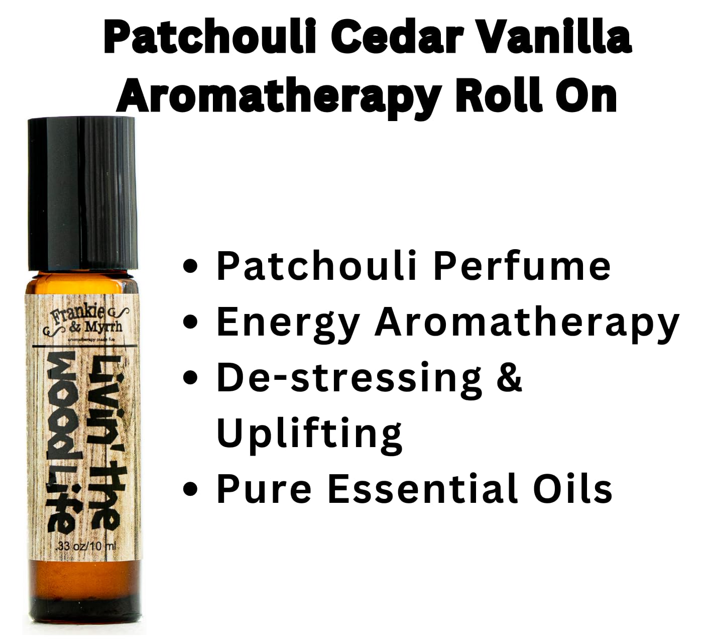 Frankie & Myrrh Livin' The Wood Life Roll On | Vanilla Cedar Patchouli Essential Oil Roll On Perfume/Cologne | Earthy, Sweet Aromatherapy