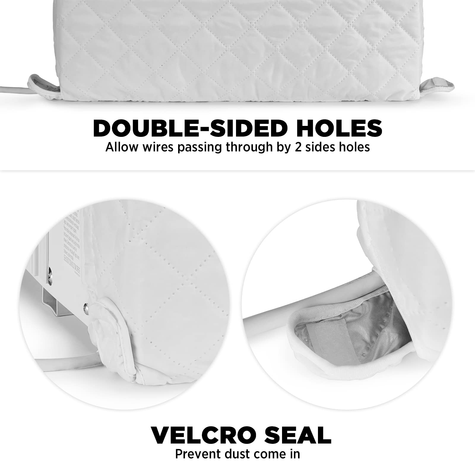 TURBRO Indoor Insulated Window Air Conditioner Cover - Waterproof, Dustproof, Winterproof - Universal Drawstring Design with Multiple Power Cord Holes - Fits Up to 20β L x 2.4β W x 15β H