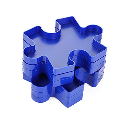 BTSKY Stackable Sorting Trays with Lid, 6 Trays Jigsaw Puzzle Sorters Puzzle Storage Box for Puzzles Up to 1500 Pieces Puzzle Gift for Puzzlers Blue