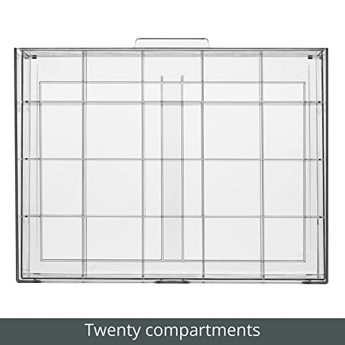 mDesign Divided Plastic Tea Organizer Bin with Drawer - Stackable Tea Bag Holder for Kitchen, Pantry, and Cabinet - Caddy with Small Dividers - 20 Sections - Lumiere Collection - 2 Pack - Clear