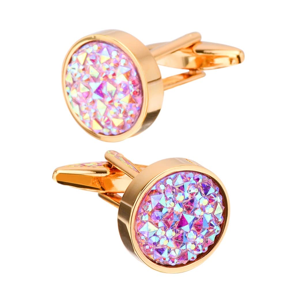 Classic Round Men's Cufflinks Fashion Crystal Wedding Business Shirt Cuff Link Garment Accessories (Color : A, Size : One Size) (A One Size)