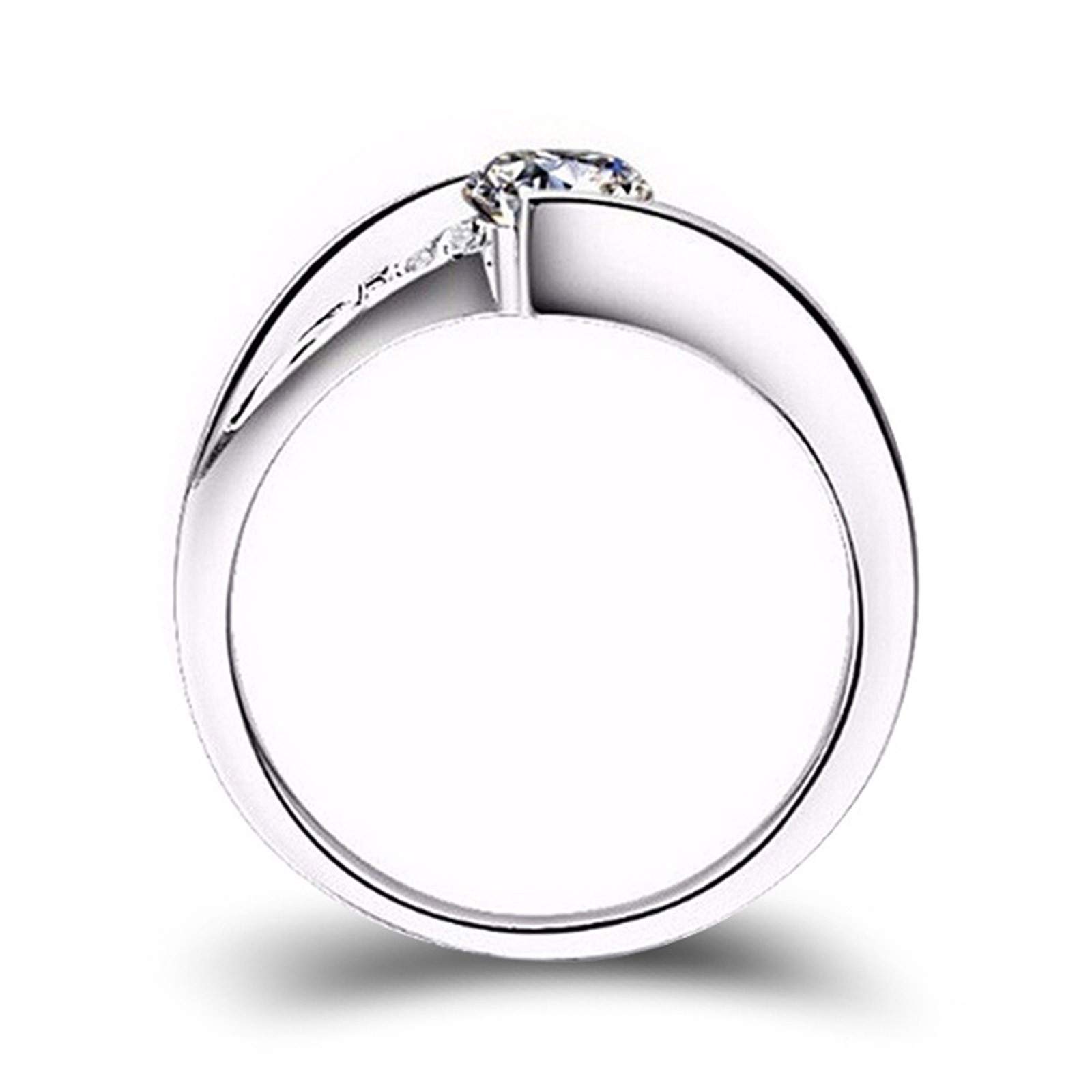 Classic Solitaire Round Brilliant Moissanite Engagement Ring 14k White Gold Simulated Diamond Promise Engagement Wedding Ring