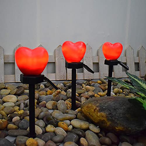 Valentine's Day Decors Outdoor Solar Garden Lights Stakes Heart Shape Lights for Patio Lawn Pathway Backyard, 1 PCS