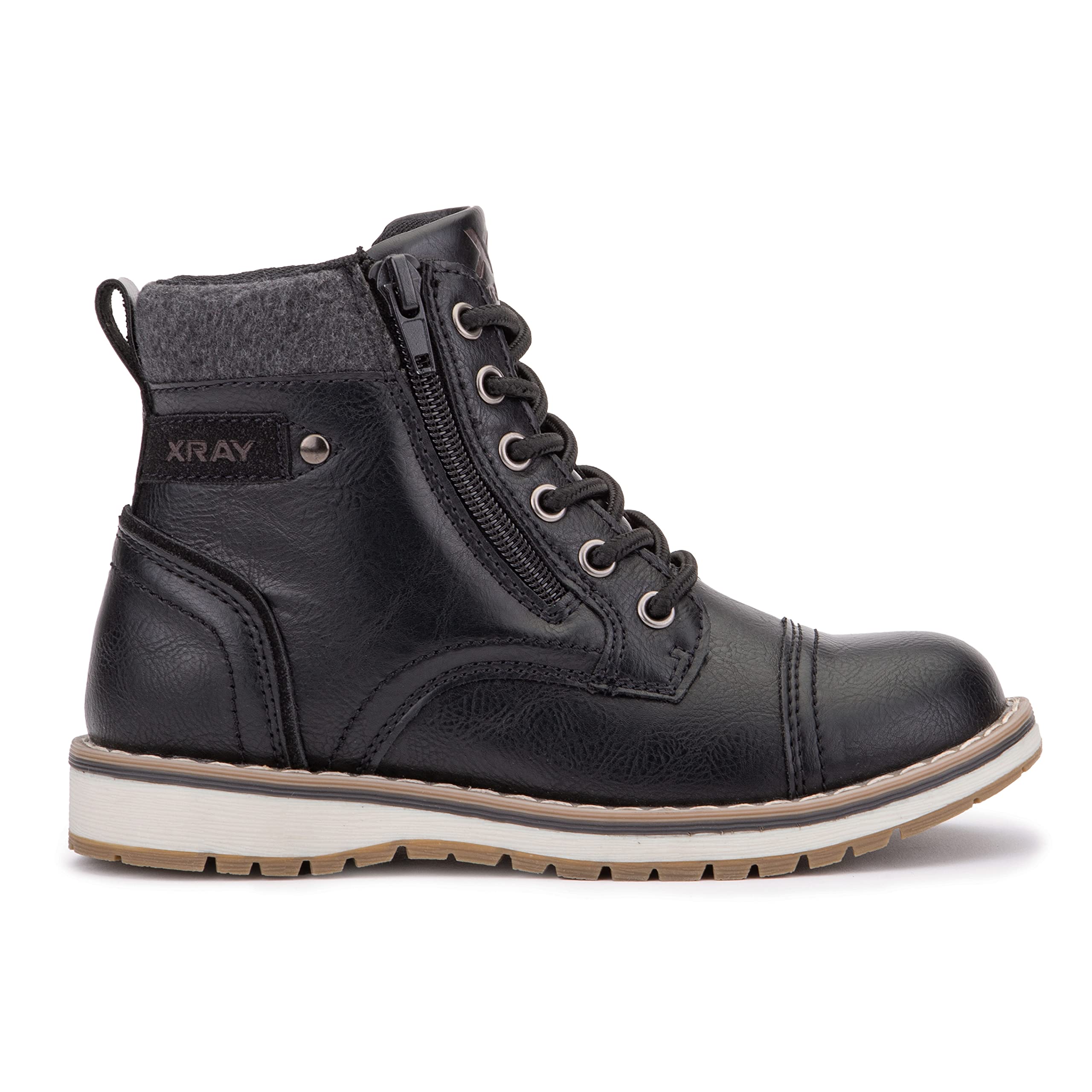 X RAY Boys Youth Finley Black Ankle Almond Toe Boots, Mesh Lining, Flats Thermoplastic Rubber Outsole; Size 7