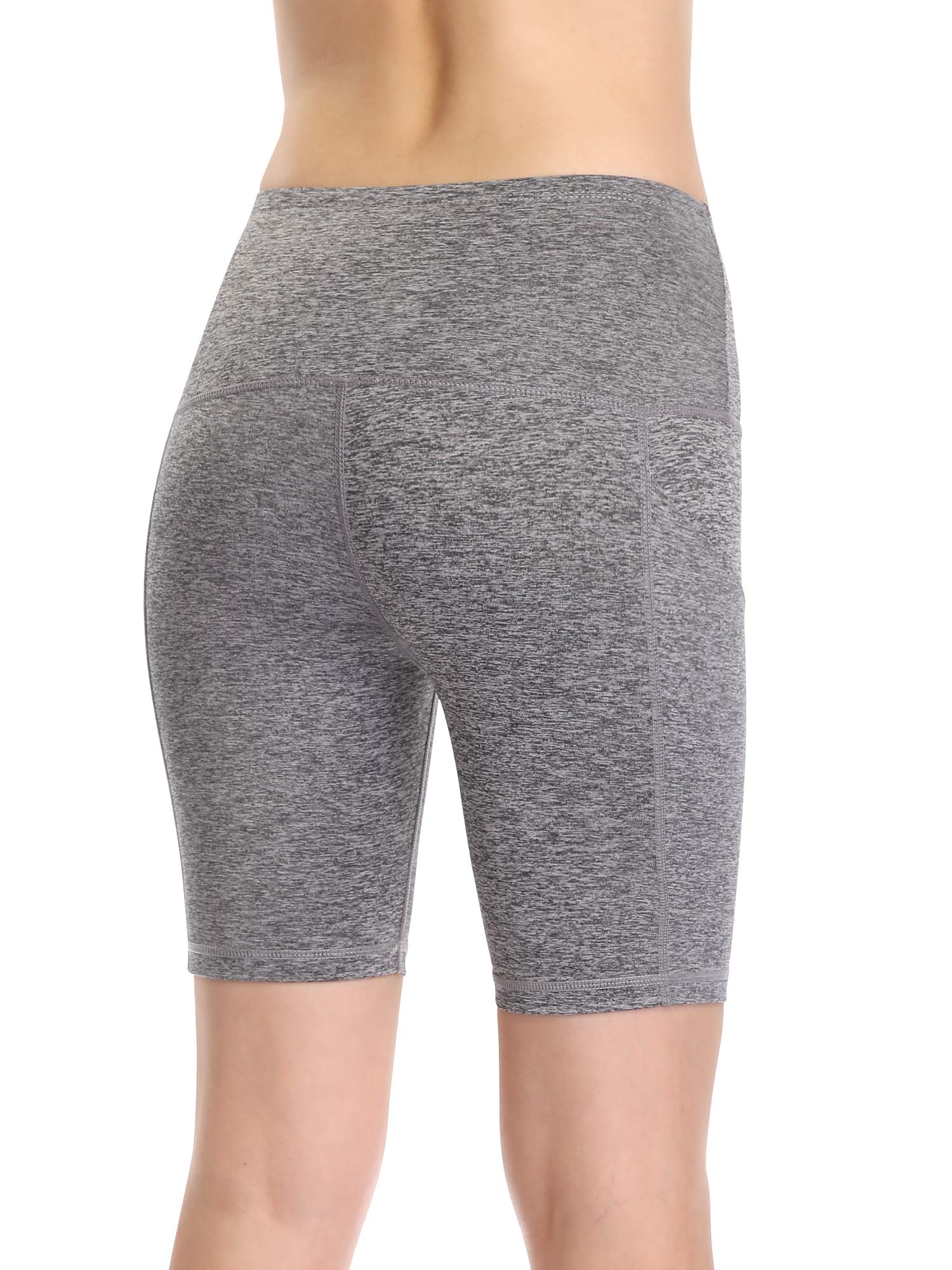 CADMUS High Waisted Compression Shorts for Women Bike Shorts Workout Running Shorts Pockets,20,Dark Grey,Grey,Blue,Medium