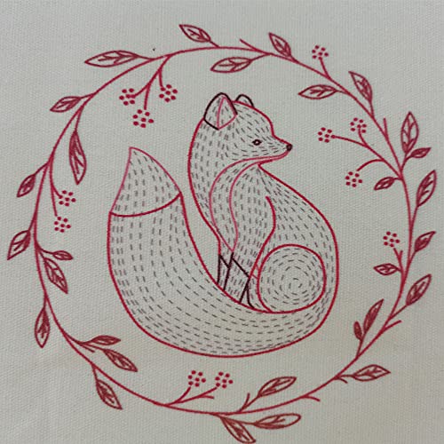 mopulo Embroidery Kit for Adults Beginners Starter Cross Stich Kit with Fox Pattern Stamped Embroidery Cloth Hoops Threads Needles Easy Handmade Needlepoint Kits,Fox