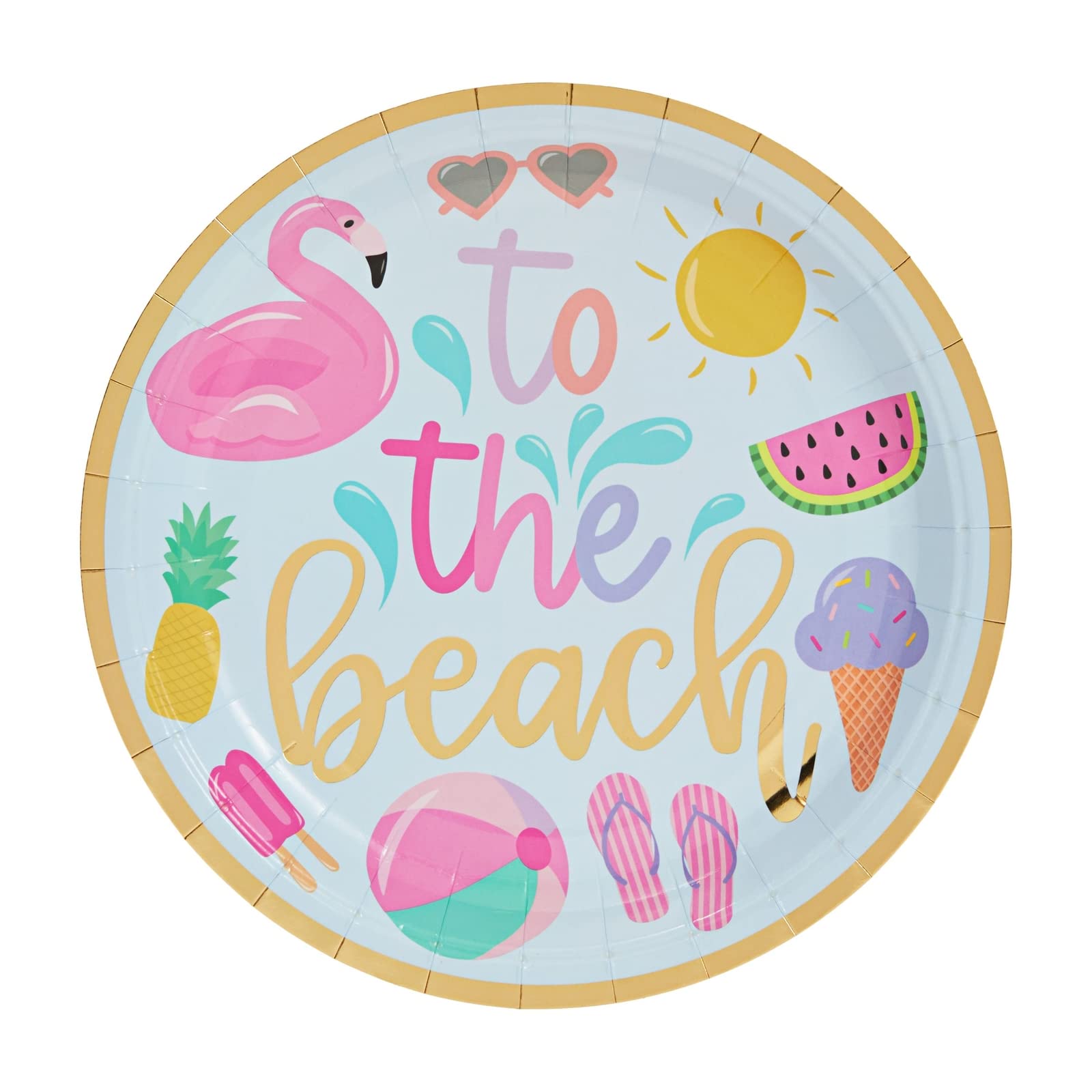 BLUE PANDA 48 Pack Tropical Beach Paper Plates, Pool Party Decorations for Kids Birthday, Summer BBQ (9 In)