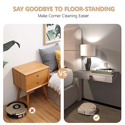 Floating Shelf with Drawer, Floating Nightstand for Bedroom - 16β Wall Shelf, White Floating Shelf with Storage, Floating Shelf for Office Bathroom Kitchen Floating Bedside Table (Marl Gray)