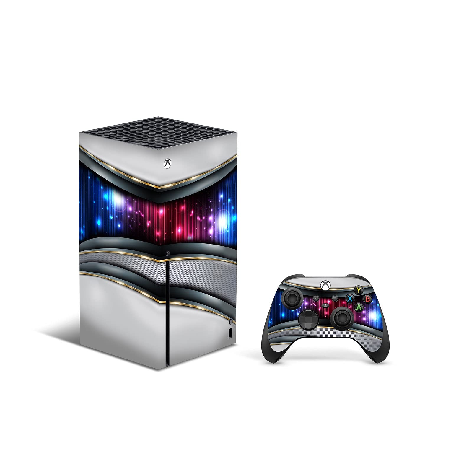 ZOOMHITSKINS Compatible with X1 Series X, Comet Chrome Silver Neon Purple Blue Star, Durable, Bubble-free, Made in USA