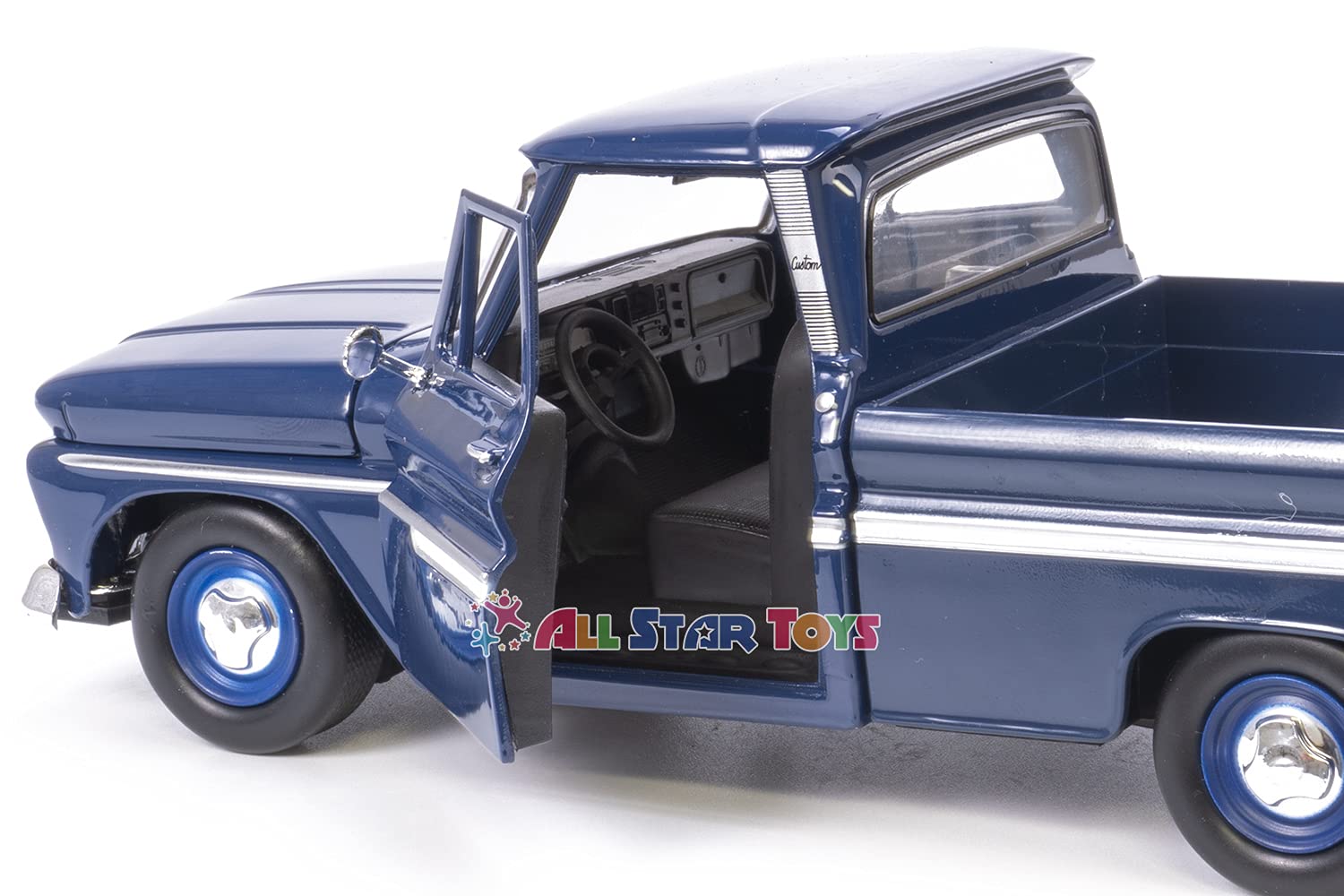 Motor Max 1966 Chevy C10 Fleetside Pickup Truck, Dark Blue - Motormax 73355 - 1/24 Scale Diecast Model Toy Car