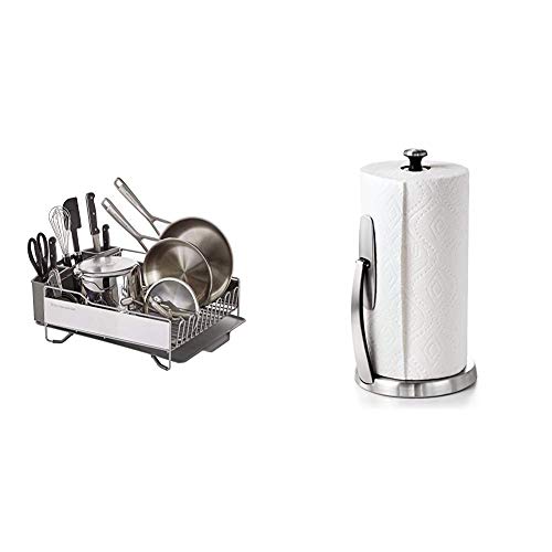KitchenAid Full Size Dish Rack, Light Grey & OXO Good Grips SimplyTear Paper Towel Holder - Stainless Steel