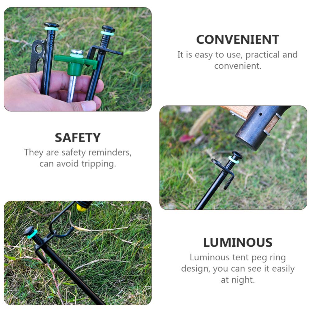 BESPORTBLE 50pcs Tent Stakes Ring Fluorescent Glow in The Dark Tent Ring Tent Nail Rings Tents Accessories