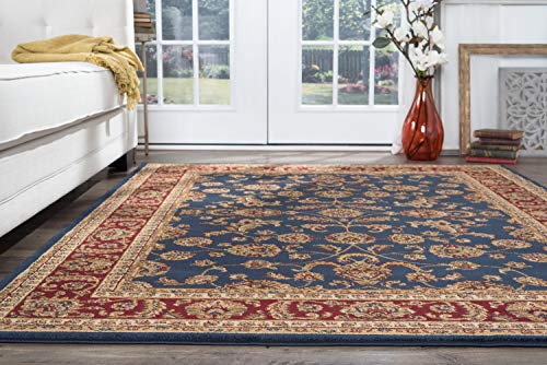Sariya Transitional Oriental Navy Rectangle Area Rug, 5' x 7'