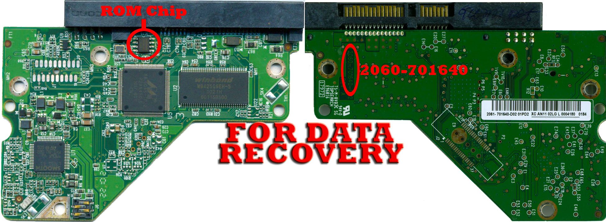 Western Digital WD Caviar Green 1TB WD10EADS WD10EADS-65M2B0 DHNNHT2MHB 2061-701640-202 03PD3 2060-701640-002 REV A Hard Drive Donor PCB 701640 with Firmware Transfer