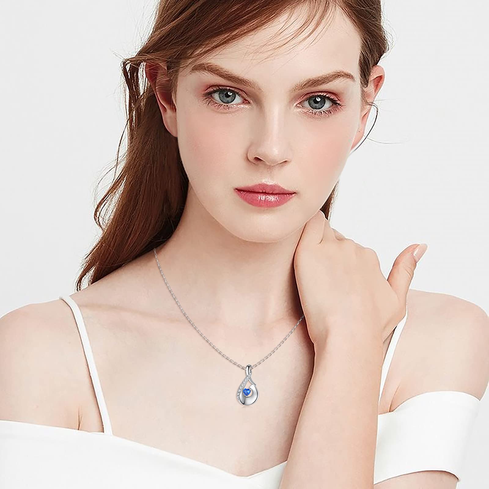YLT Teardrop Urn Pendant Water Droplet Necklace for Ashes 925 Sterling Silver Memorial Keepsake Cremation Ashes Infinity Jewelry for Women