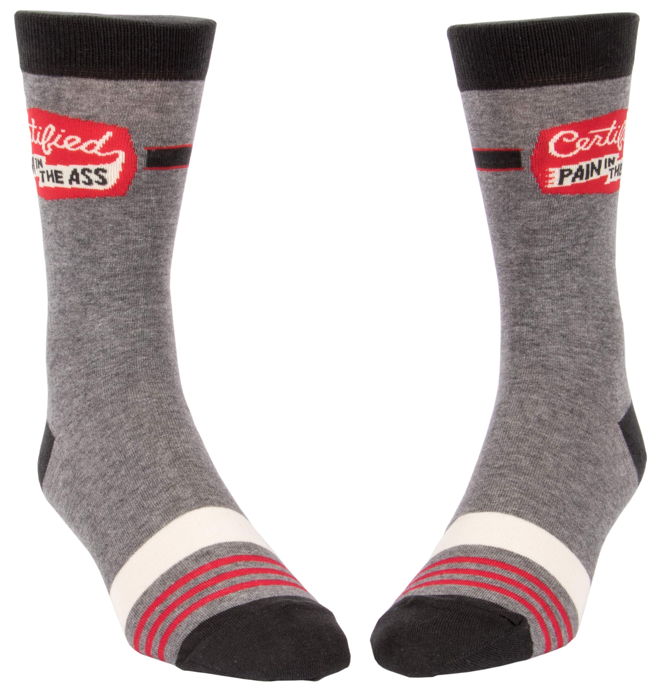Blue Q Men's Funny Novelty Crazy Crew Socks with Sayings (fit shoe size 7-12)