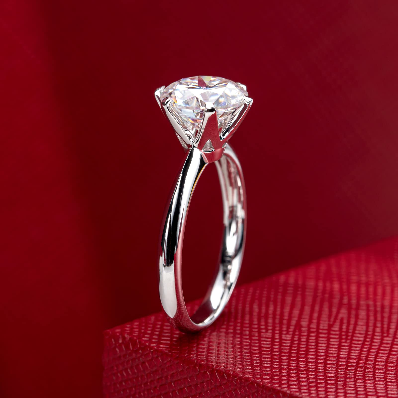 CADYNO Moissanite Engagement Ring 3ct D Color Lab Grown Created Diamond 14k Solid Real White Gold Eternity Wedding Solitaire Ring for Women 5.5